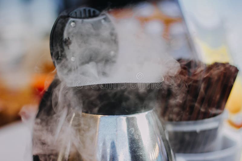 Steam of the kettle stock image. Image of boil, white - 110357731