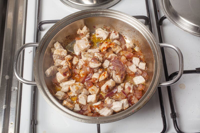 Boiling with Meat Added Mixed Goulasch with Tomato Sauce Stock Photo ...