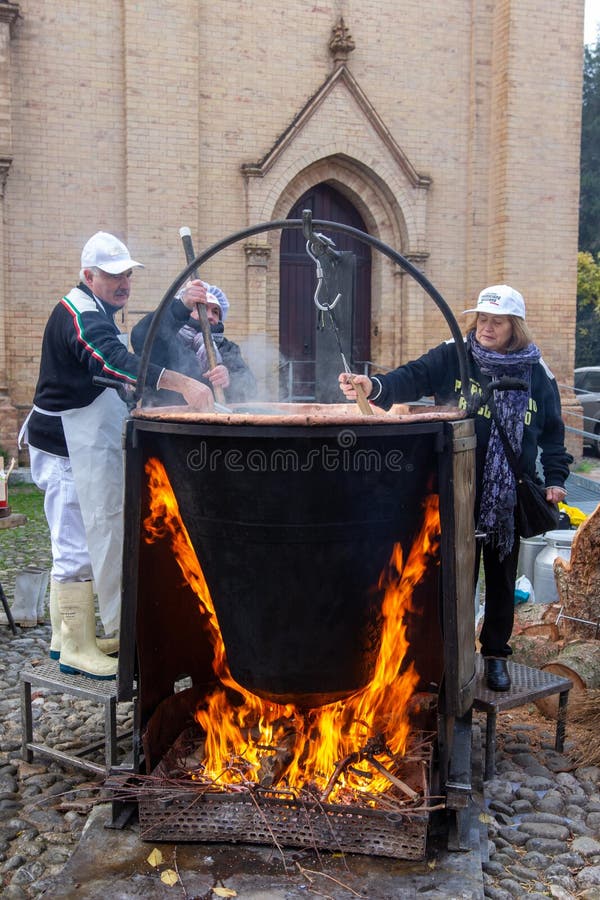Boiling Milk for Parmesan Cheese Typical Italian Product Editorial ...