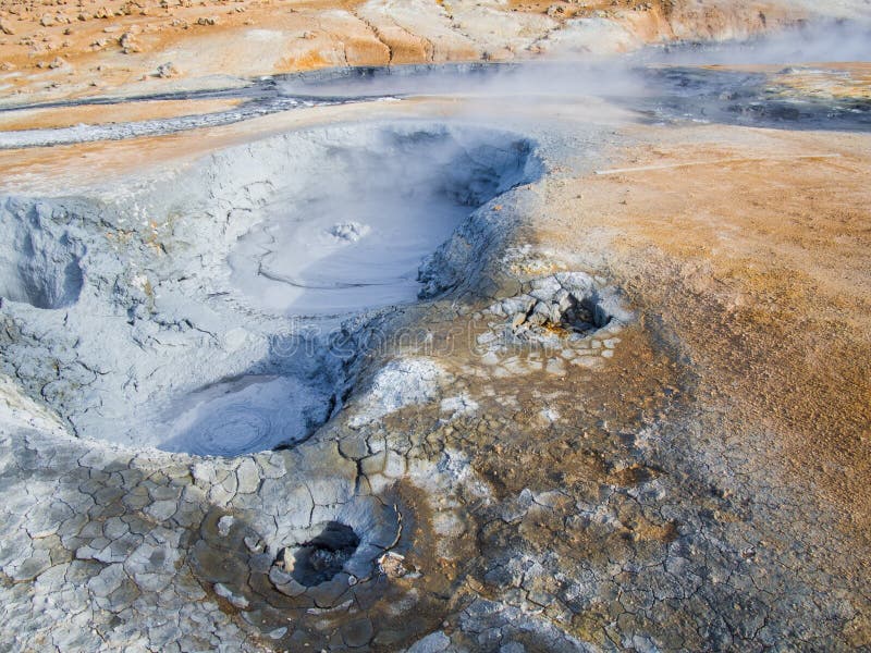 Boiling Mud at Hverir, a Geothermal Area in Iceland. Stock Photo ...