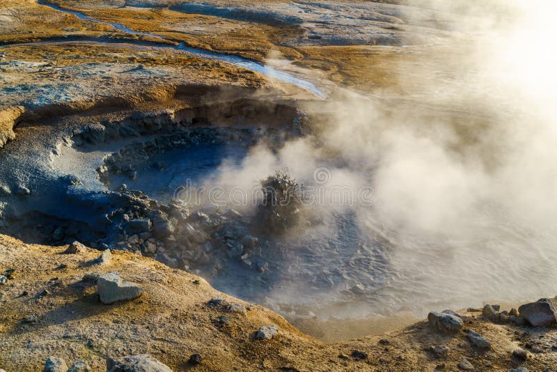 Mudpot Hot Boiling Mud Bubbling Steam and Exploding at Mudpots, the ...