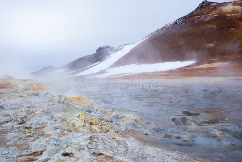 Boiling Mud Pots in the Iceland Volcanically Active Zone and Smoking ...