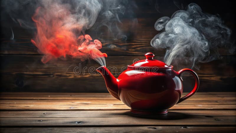 Boiling Over with Frustration Red Steam from a Hissing Teapot on a ...