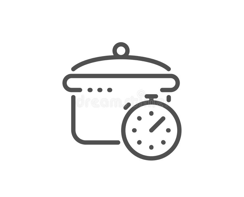 Boiling Pan Line Icon. Cooking Timer Sign. Food Preparation. Vector ...