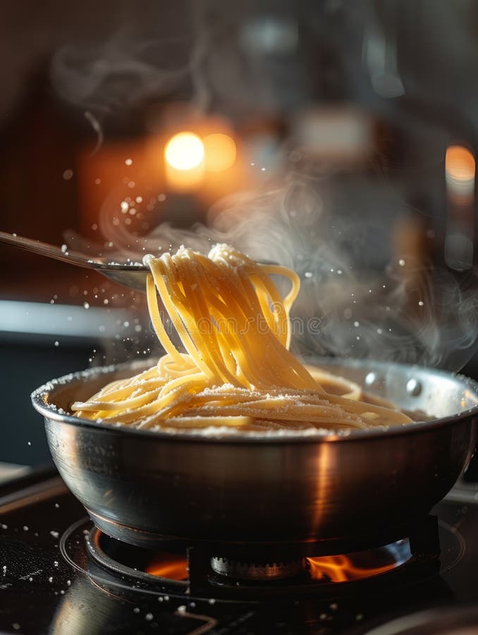 Boiling Pasta in a Pot with Steam Rising Stock Image - Image of ...