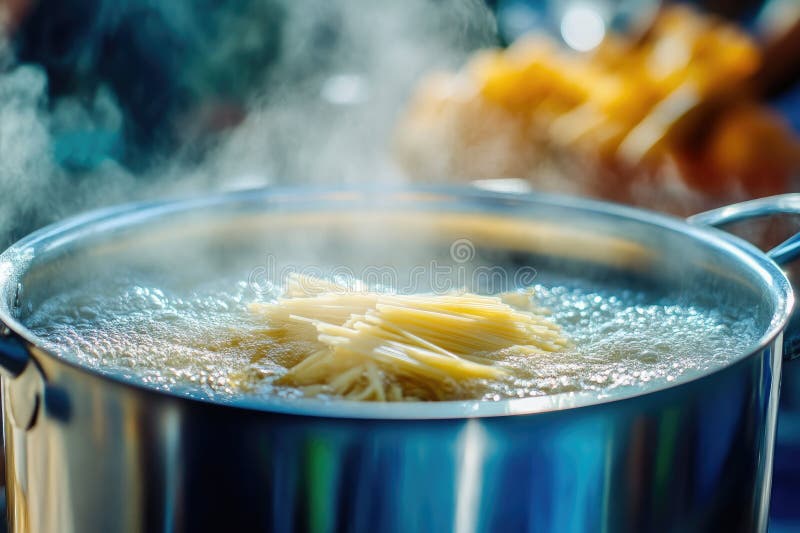 Boiling Pasta in Steaming Hot Water. Stock Illustration - Illustration ...