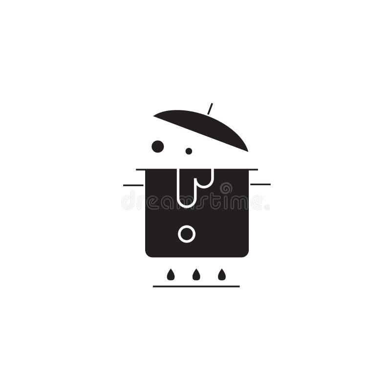 Boiling Pot Black Vector Concept Icon. Boiling Pot Flat Illustration ...