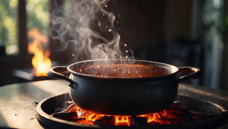 Boiling Pot in Natural Light a Study of Heat and Energy. Stock Photo ...