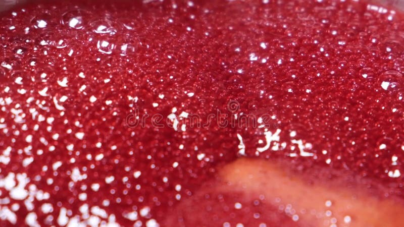 Boiling Red Bubbles. Bubbles Rising in a Thick Red Liquid Stock Footage ...