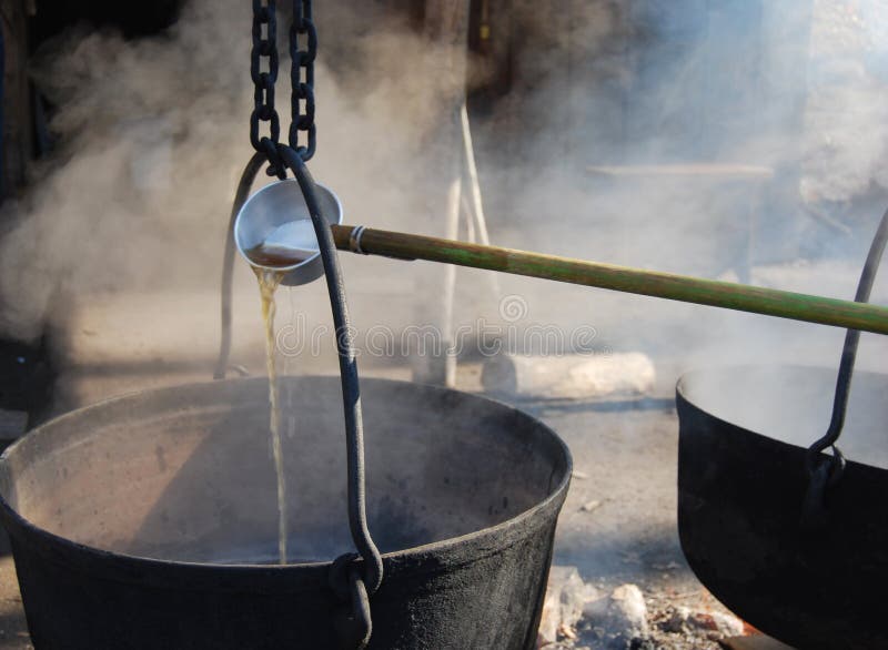 Boiling Sap stock image. Image of steam, smoke, ladle - 4836305