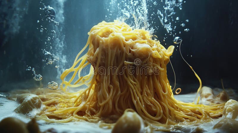 Boiling Spaghetti Splashing in Water Stock Illustration - Illustration ...
