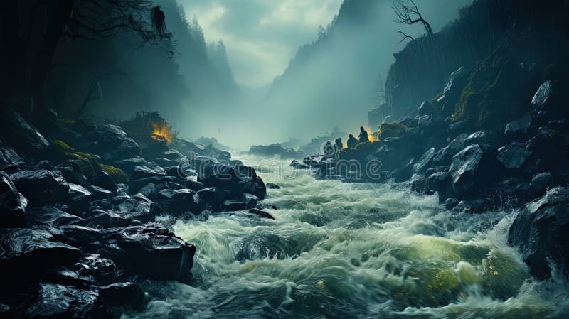 A Boiling Stream Falling from a High Cliff, Like a Running Horse ...