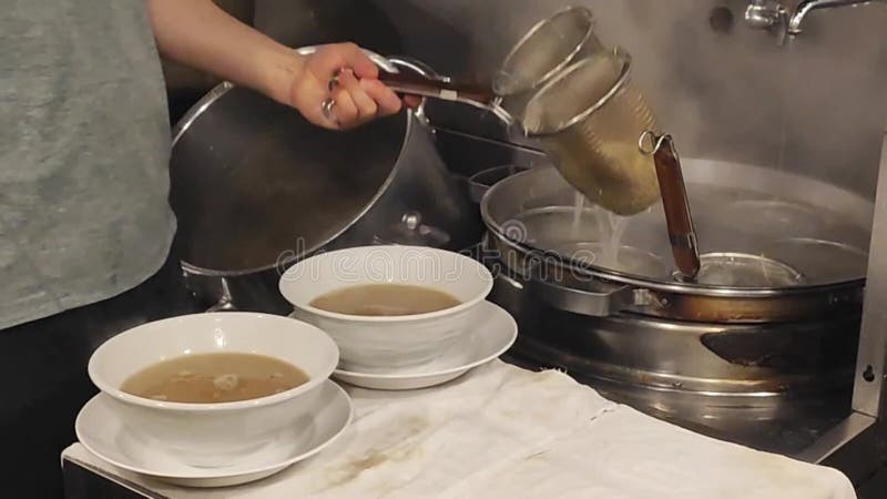 Boiling Water in Big Pot for Make Japanese Noodle Stock Video - Video ...