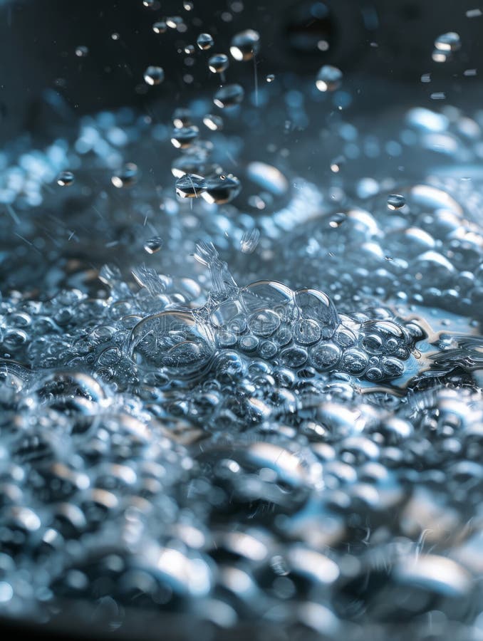 Boiling Water with Bubbles and Steam in Close-up View. Stock Photo ...