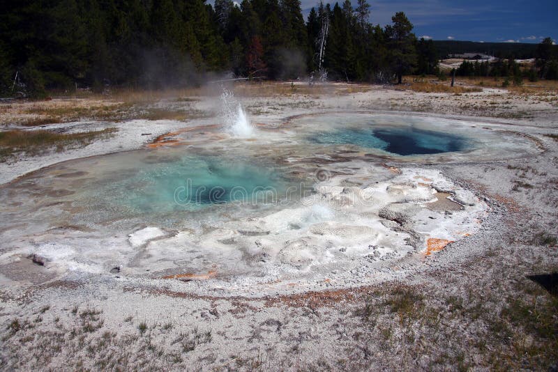 Boiling Water in Crystal Clear Basins in Yellowstone Stock Image ...