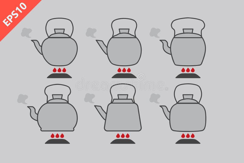 Boiling Water Design Icons Vector Flat Isolated Illustration Template ...