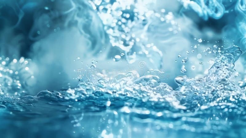 Boiling Water Forming Bubbles Under Thick Steam in Blue Light Stock ...