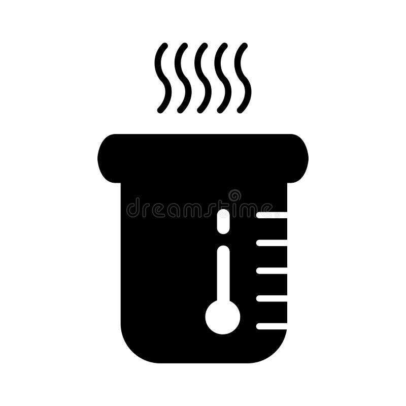 Boiling Water Icon Vector. Glass with Hot Water. on White Background ...