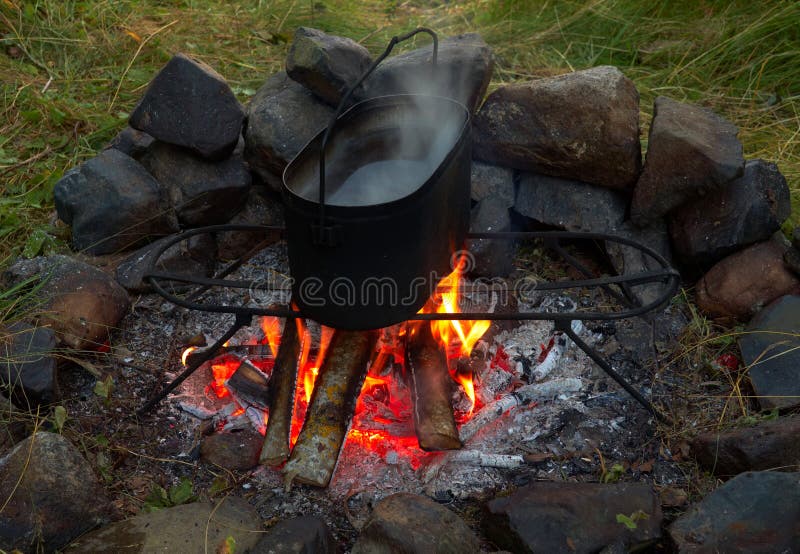 Fire Pit Surrounded by Adirondack Chairs Stock Image - Image of railing ...