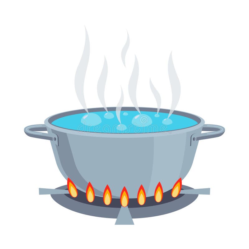 Boiling Water in Pan Design Vector Flat Isolated Illustration Stock ...