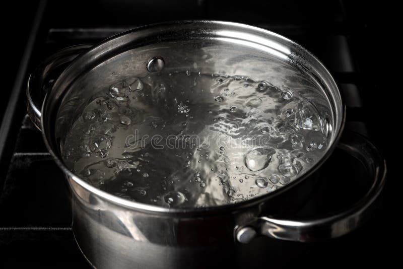 Boiling Water in Pan on Stove Stock Image - Image of dinner, cook ...