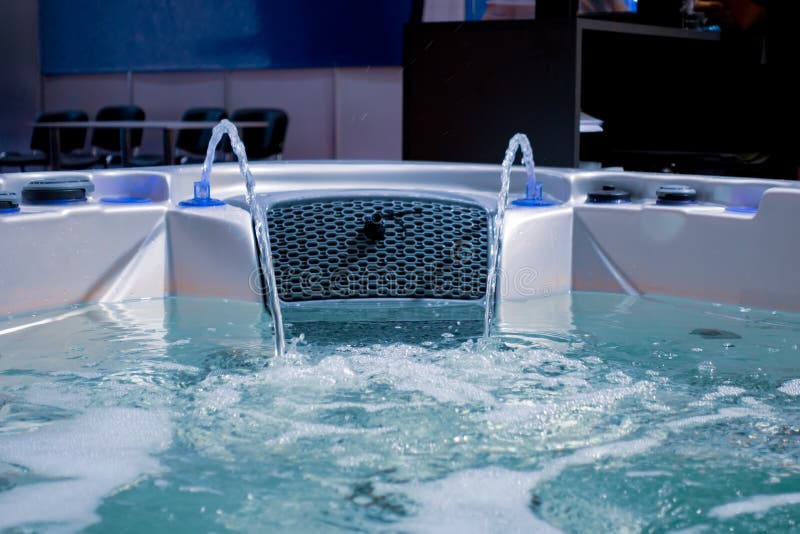 Boiling Water in the Pool with Jacuzzi Stock Image - Image of ...