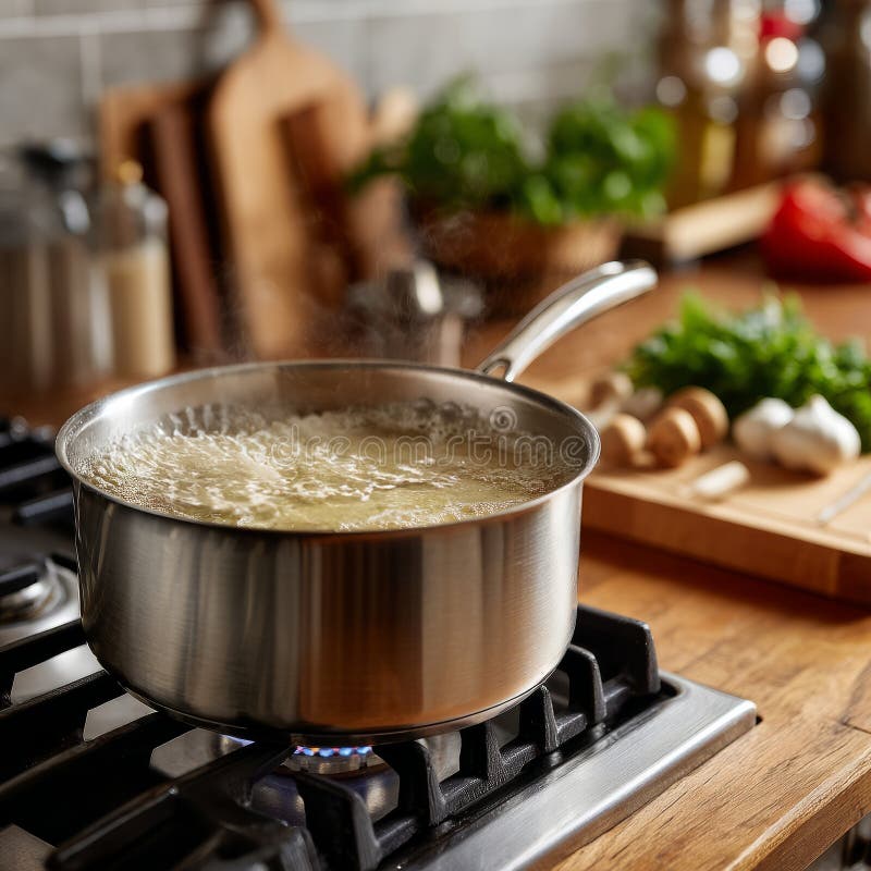 Boiling Water Pot Stove Cozy Kitchen Scene Stock Photos - Free ...