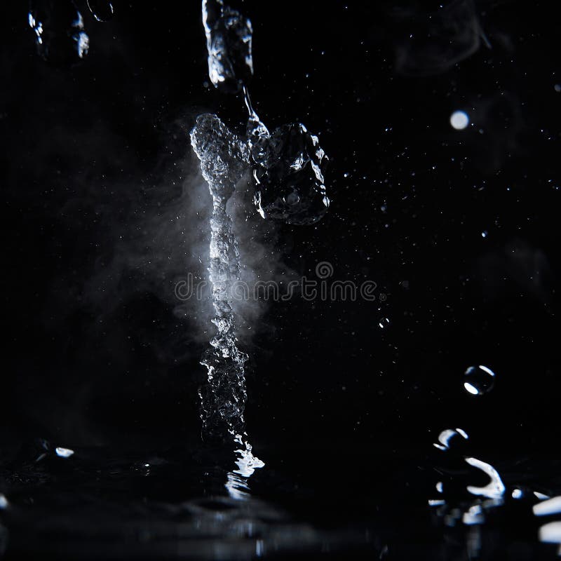 Boiling Water Splash with Steam on Black Background Closeup Stock Photo ...