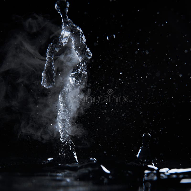 Boiling Water Splash with Steam on Black Background Closeup Stock Photo ...