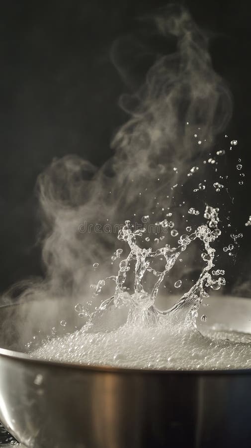 Boiling Water Splashing in Stainless Steel Pot Stock Image - Image of ...