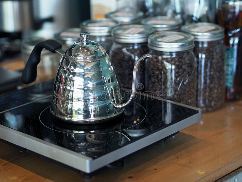 Boiling Water with Stainless Pot for Prepare To Make Coffee Drip Stock ...