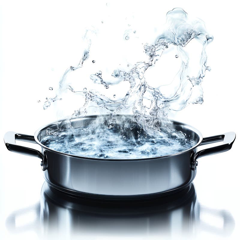 Boiling Water in a Stainless Steel Pot Stock Illustration ...