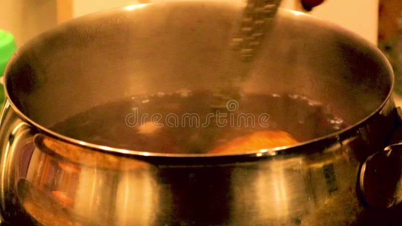 Boiling Wine and Fruits, Mulled Wine Cooking Stock Video - Video of ...