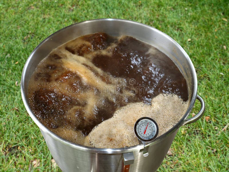 Boiling Wort Outdoors for Home Brewed Brown Ale Stock Photo - Image of ...