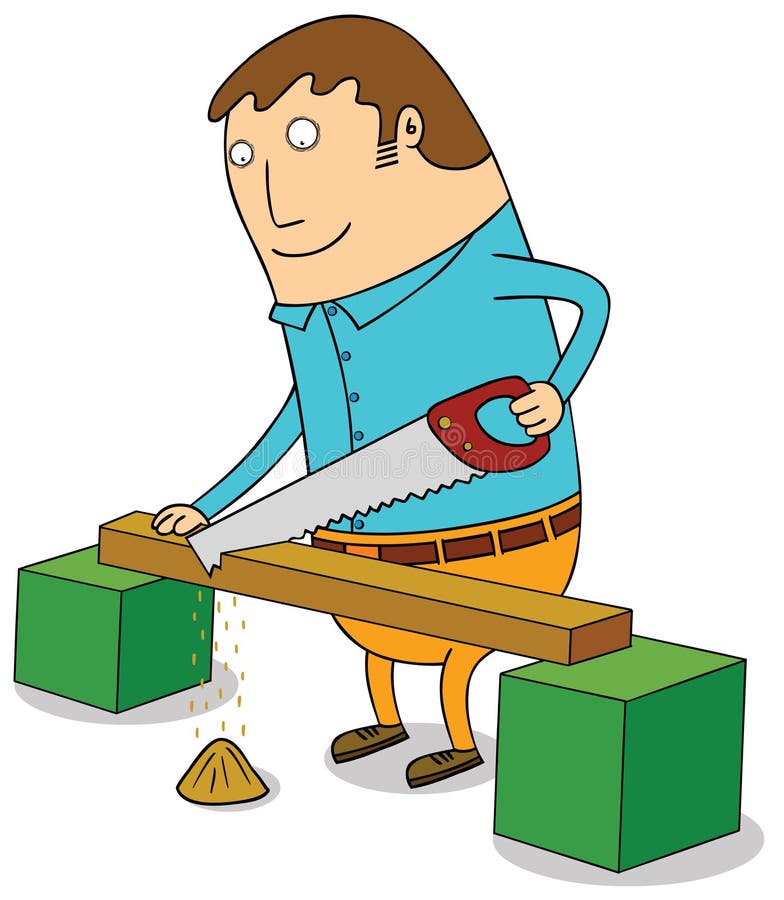 Deux hommes sciant le bois illustration de vecteur. Illustration du ...