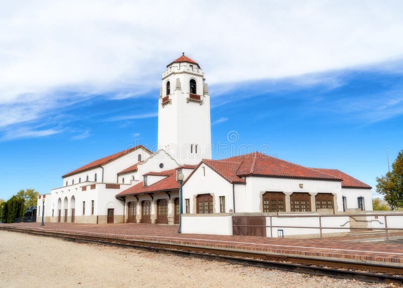 Boise City Train Depot with Tracks and Blue Sky Stock Photo - Image of ...