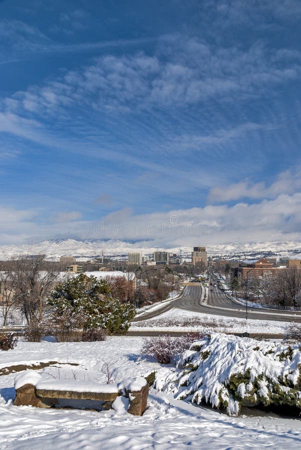 Boise City Winter and State Capital Stock Photo - Image of blue ...