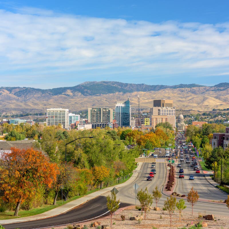 Boise Idaho City of Trees in the Fall Stock Image - Image of clouds ...