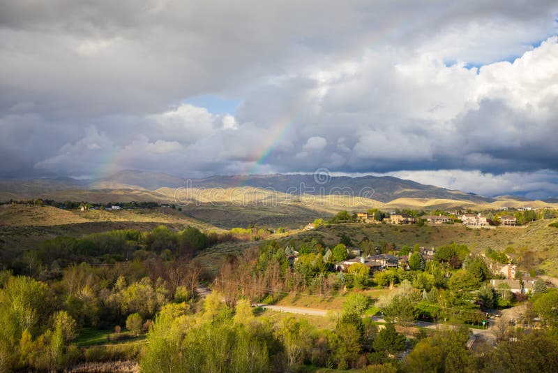 Boise Idaho Skyline in Spring. View from Camels Back Park Stock Photo ...