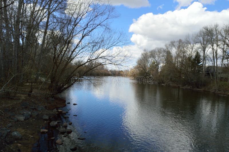 Boise River Spring Reflections Sky Clouds Horizontal View Stock Image ...