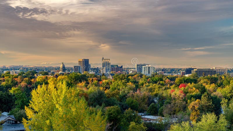 Boise Skyline in the Fall with Many Colored Trees Stock Image - Image ...