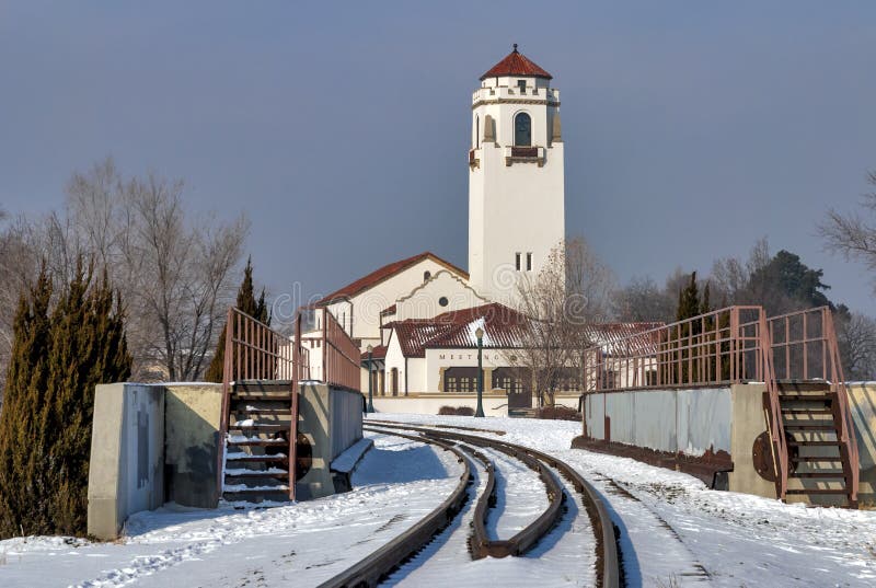 Boise Train Depot Winter Anow Stock Image - Image of railroad, platform ...