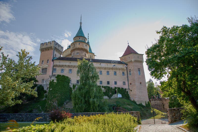 Bojnice castle in Slovakia stock image. Image of walls - 154291905