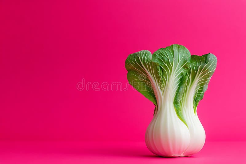 Bok Choy on Bright Pink Background Stock Image - Image of minimal ...