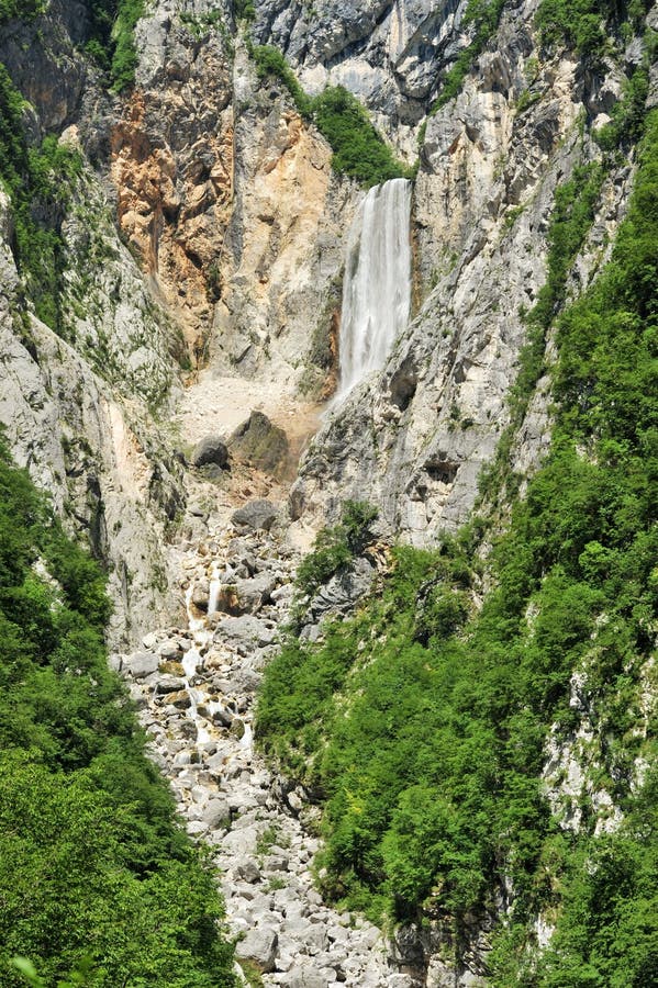 Boka waterfall in Slovenia stock photo. Image of water - 147403788