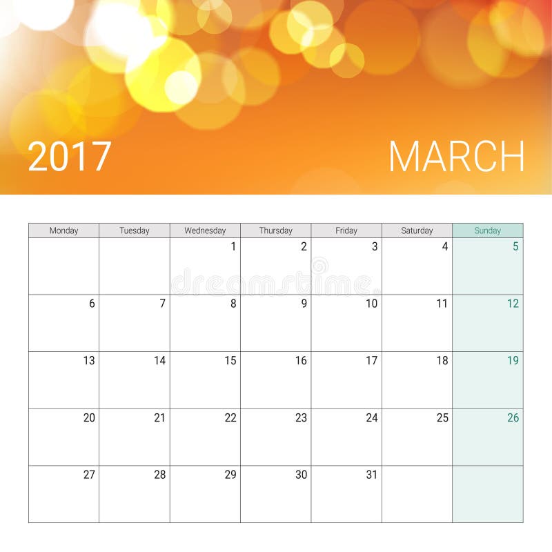 En Marzo De 2017 Calendario De Escritorio Ilustración 3D Stock de ...