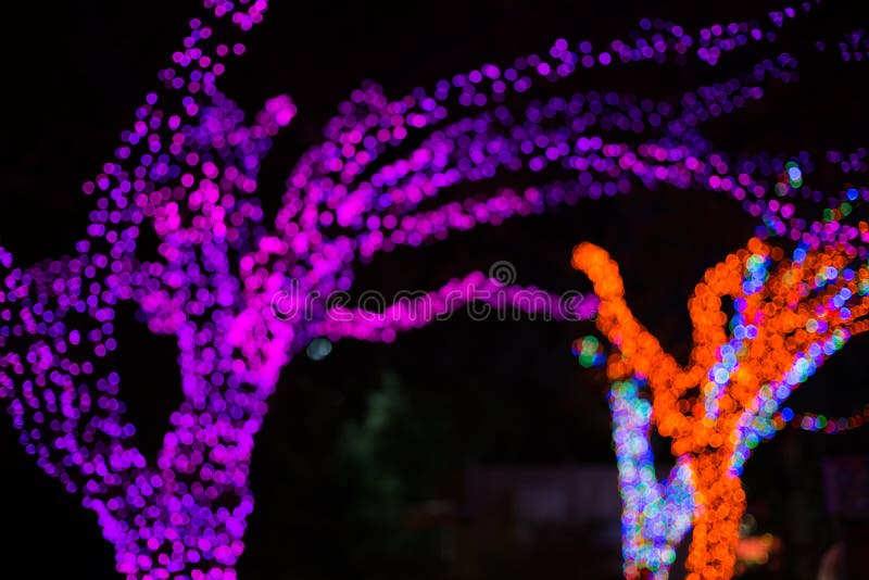 Bokeh or Defocused Christmas Lights in Tree Shape Stock Photo - Image ...