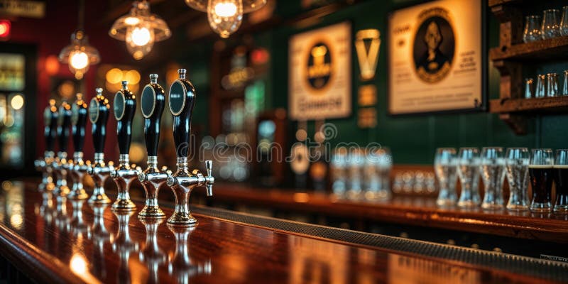 Bokeh Effect of a Beer Bar Counter Stock Illustration - Illustration of ...