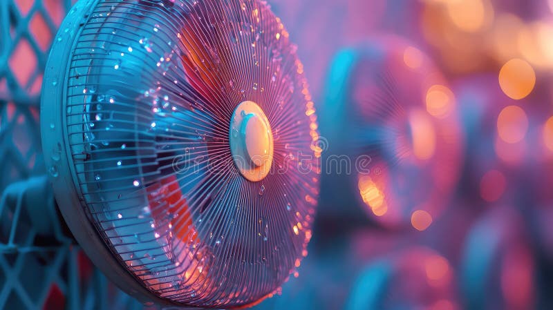 Bokeh-Effect Illustration of Portable Fans in Various Colors Stock ...
