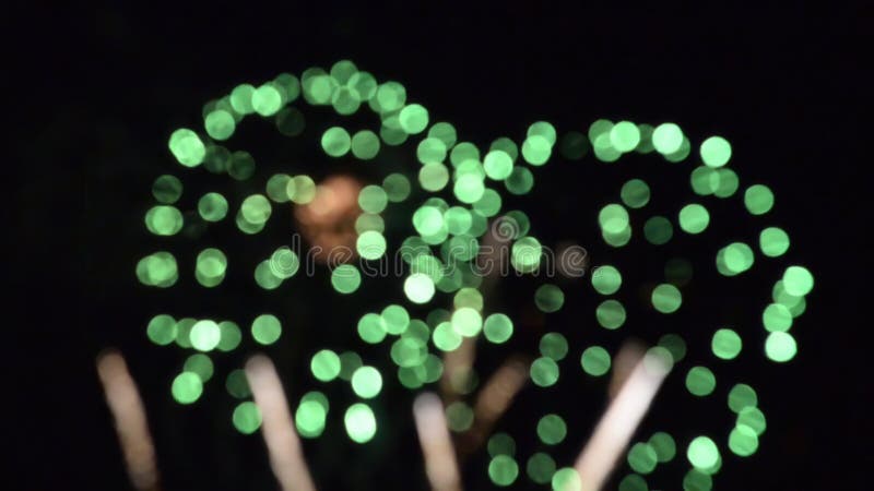 Bokeh from Fireworks Lights on a Black Background. Festive Illumination ...